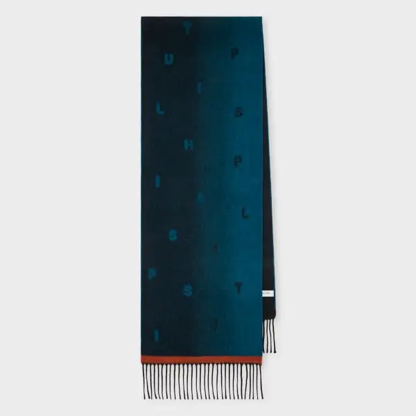 Paul Smith Navy Faded 'ps Initials' Jacquard Scarf - Blue