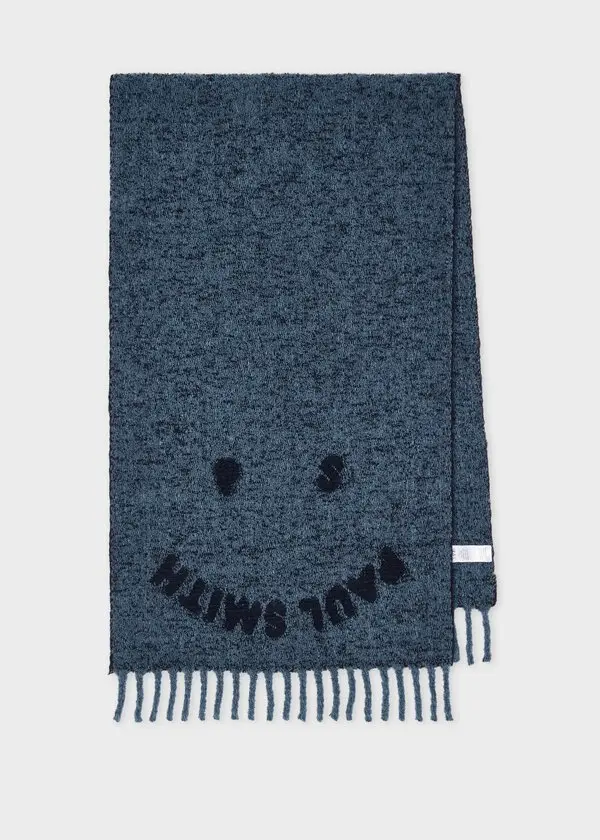 Paul Smith Navy 'happy' Logo Scarf