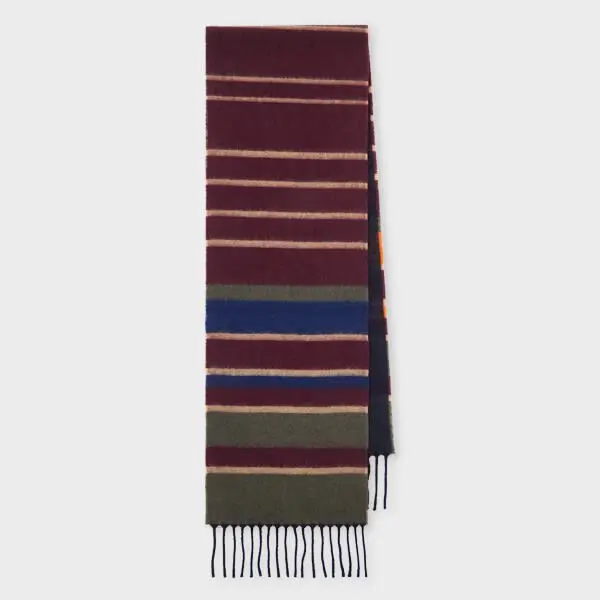 Paul Smith Burgundy Merino-cashmere Stripe Scarf - Red