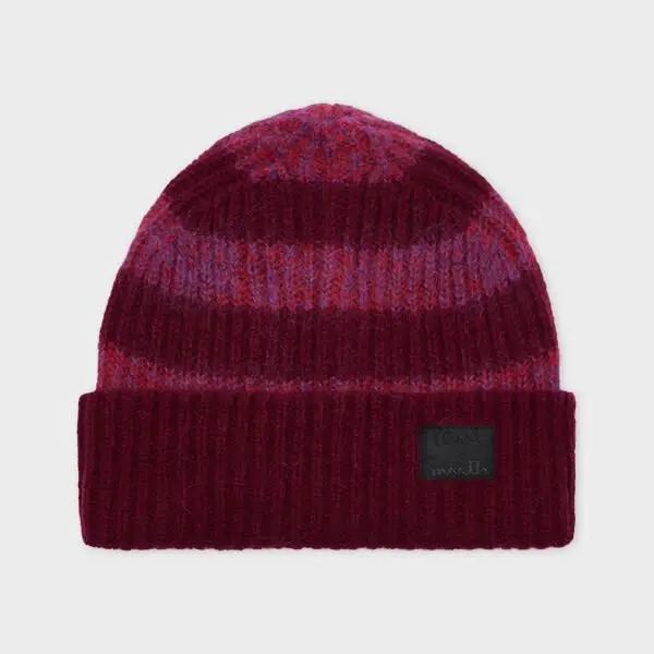 Paul Smith Striped Lambswool-mohair Beanie - Red