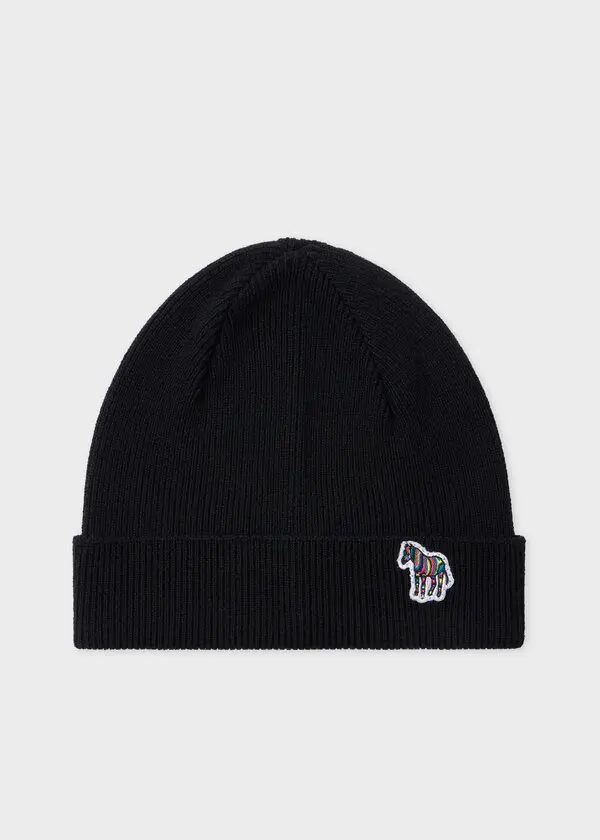 Paul Smith Zebra Logo Wool Beanie - Black