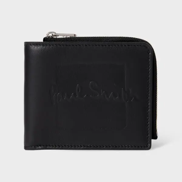 Paul Smith Embossed Logo Zip Wallet - Black