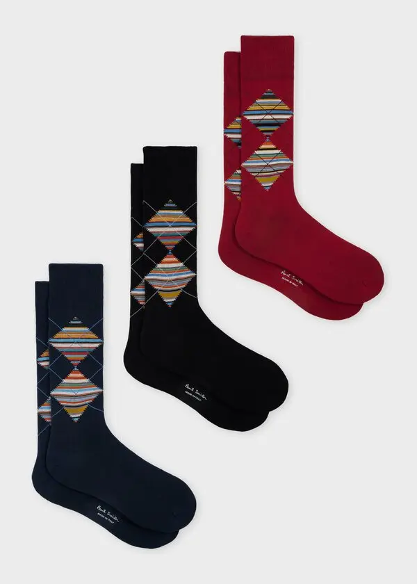Paul Smith Signature Stripe Argyle Socks Three-pack
