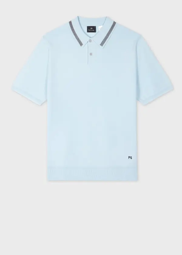Paul Smith Light Merino Wool Polo Shirt - Blue
