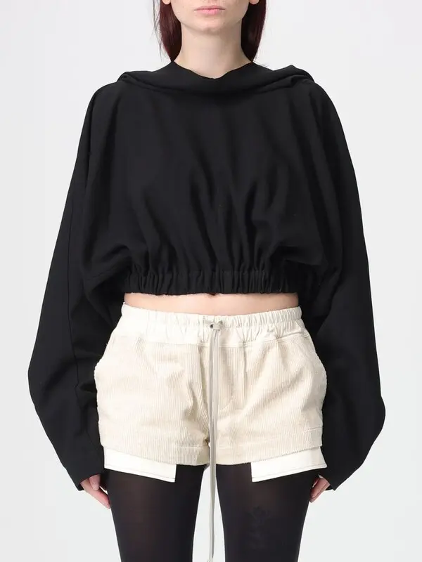 Rick Owens Cropped Hooded Sweatshirt - Black