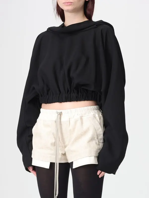 Rick Owens Cropped Hooded Sweatshirt - Black