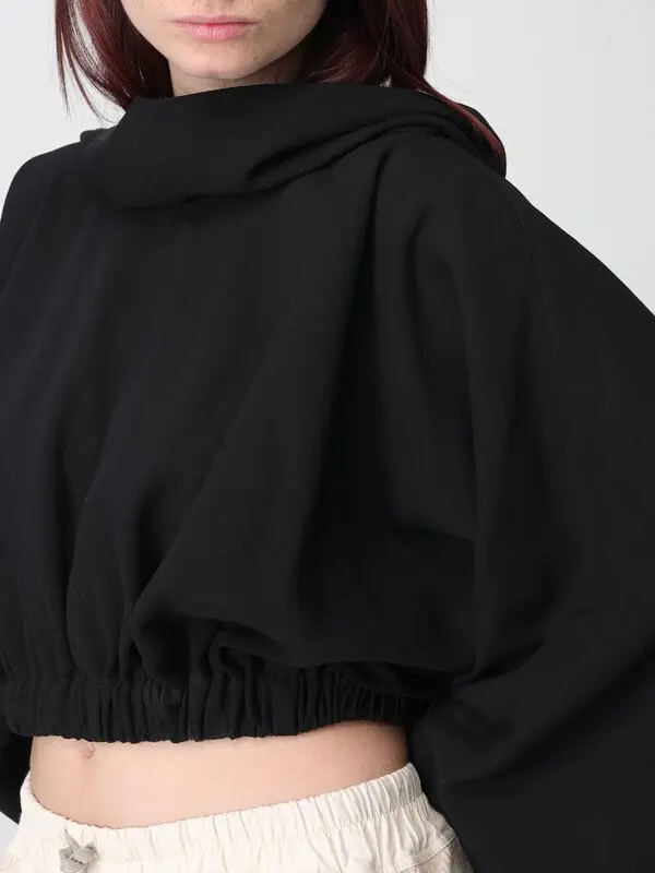 Rick Owens Cropped Hooded Sweatshirt - Black