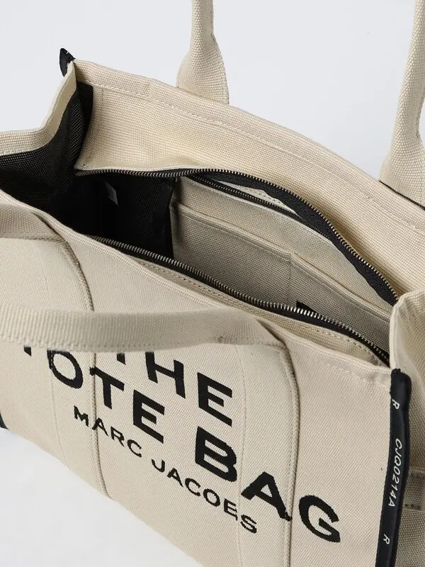 Marc Jacobs The Large Tote Bag In Canvas With Jacquard Logo - Sand