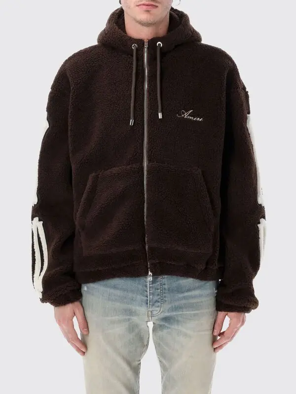 Amiri Fleece Zip-up Hoodie - Brown