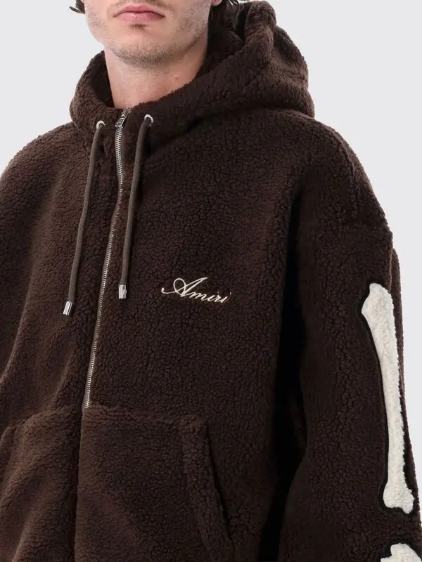 Amiri Fleece Zip-up Hoodie - Brown