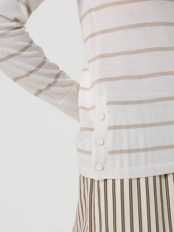 Max Mara Striped Fine Knit Pullover - Beige