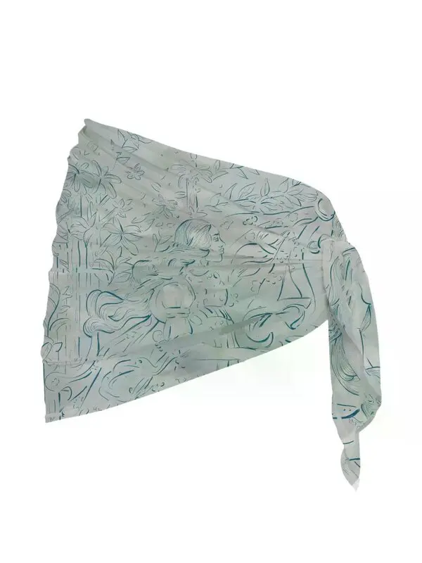 AMIR SLAMA X Jade Picon Graphic-printed Pareo - Blue