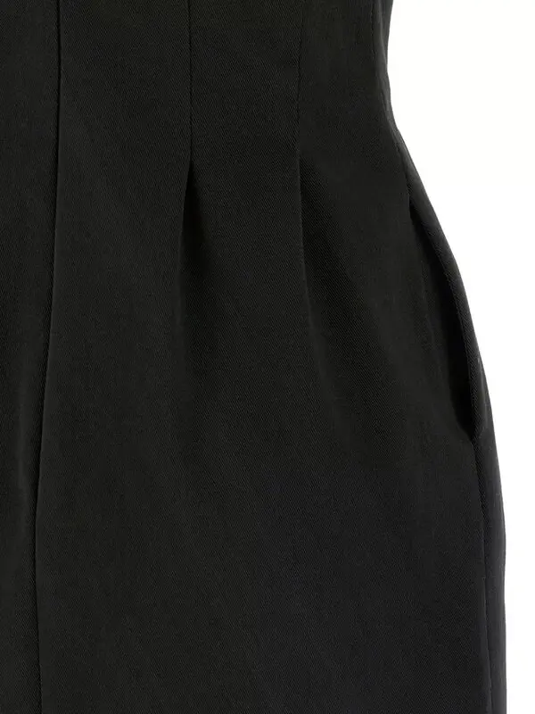 Elisabetta Franchi Mini Dress In Gabardine With Jewel Detail - Black