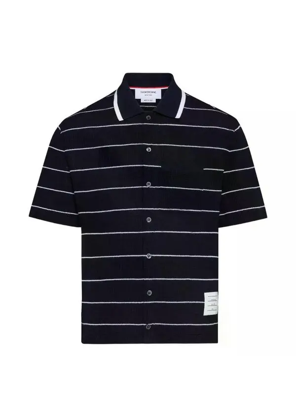 Thom Browne Striped Waffle Short-sleeve Shirt - Blue