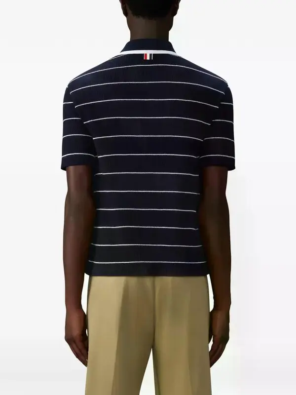 Thom Browne Striped Waffle Short-sleeve Shirt - Blue