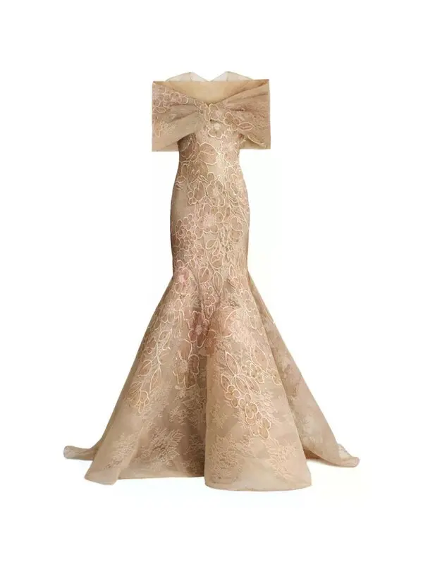GEMY MAALOUF Floral-embroidered Gown