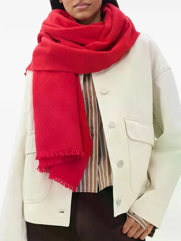 Rag & Bone Mila Fringed Scarf - Red