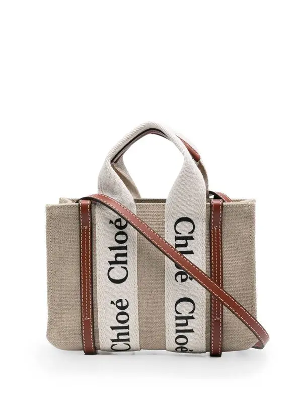 Chloé Woody Mini Canvas Tote - Brown