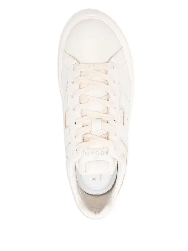 Hogan H-stripes Leather Flatform Sneakers - Silver