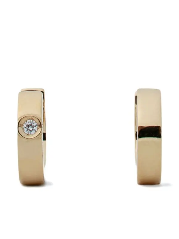 TOTEME Bezel Diamond Huggie Hoop Earrings - Gold