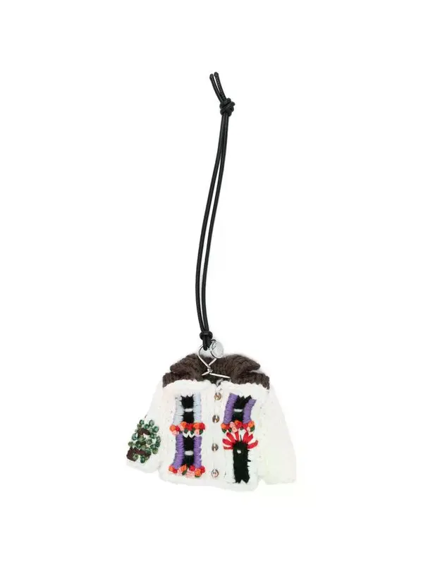 JW Anderson Knitted House Charm Keyring - Neutrals