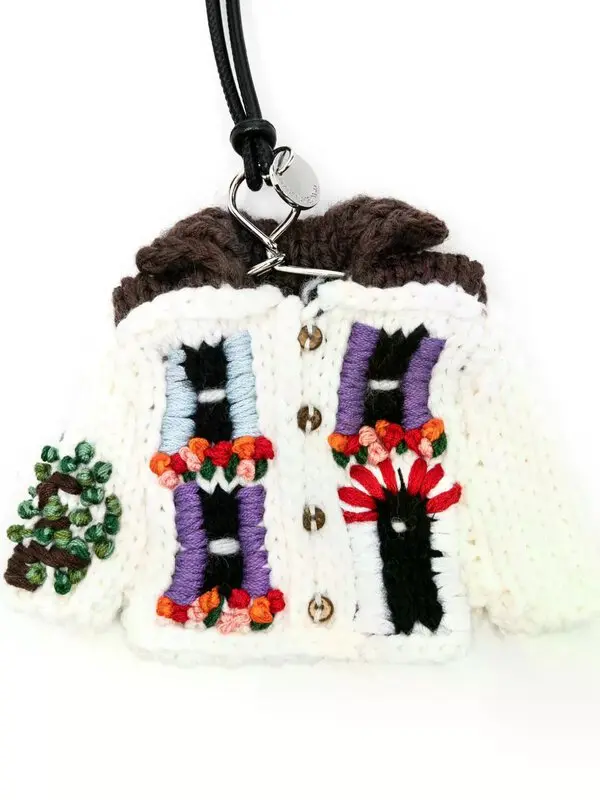 JW Anderson Knitted House Charm Keyring - Neutrals