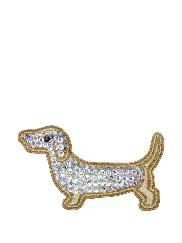 Thom Browne Hector Crystal Embellished Brooch - Silver
