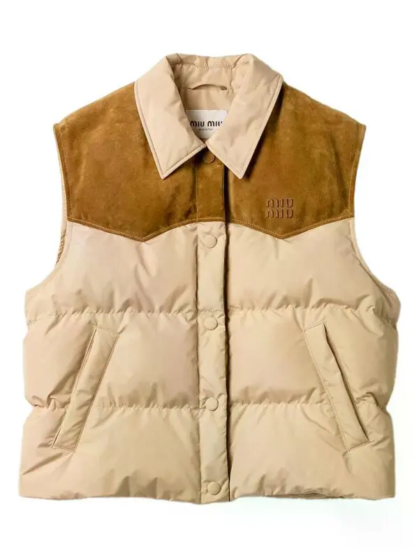 Miu Miu Logo-detail Vest - Neutrals