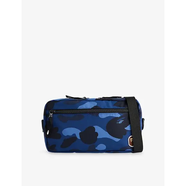 A BATHING APE Camo Mini Woven Shoulder Bag - Navy