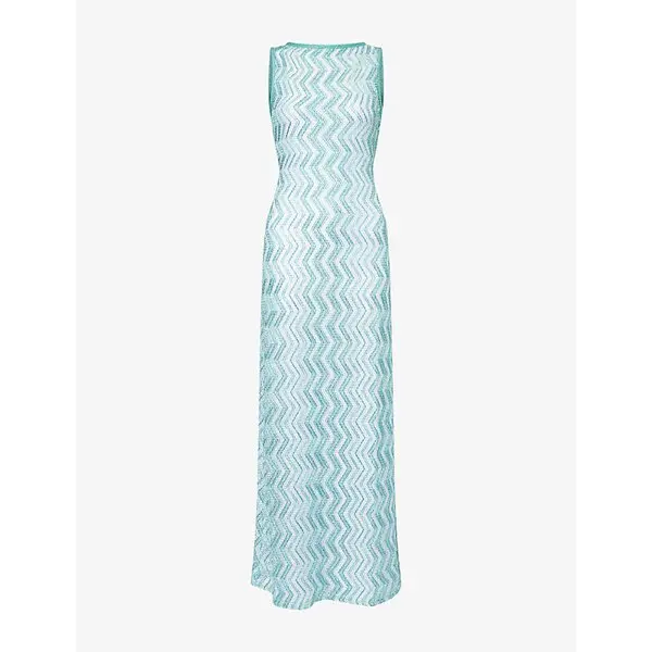 Missoni Chevron Metallic-knit Maxi Cover-up - Aquamarine