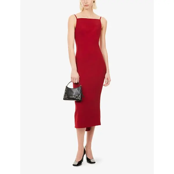 Givenchy Square-neck Satin-crepe Midi Dress
