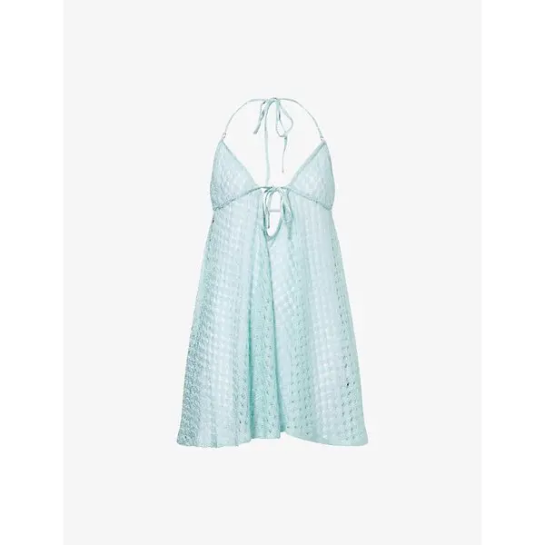 Missoni Rashel-lace Halterneck Rayon-blend Cover-up - Aquamarine