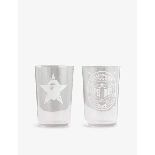 A BATHING APE Brand-print Mini Beer Glass Set - Clear