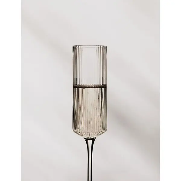 FERM LIVING Ripple Set Of Two Glass Champagne Flutes 23cm