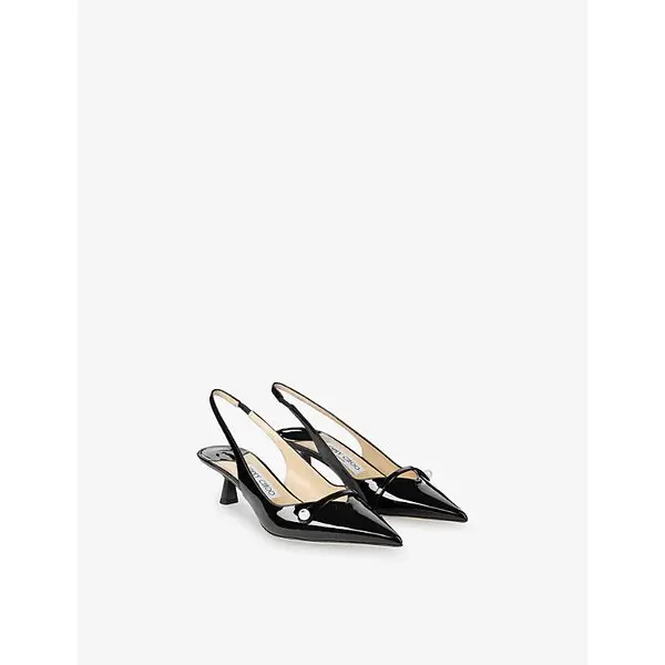 JIMMY CHOO Amita 45 Slingback Patent-leather Heeled Pumps - Black