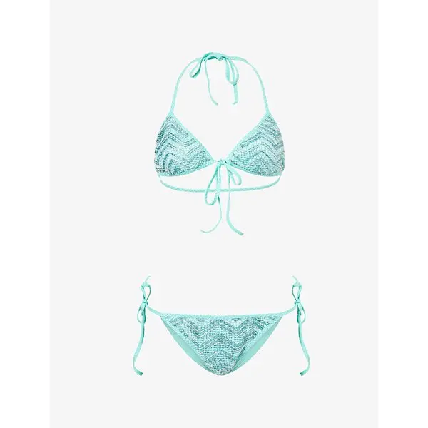 Missoni Chevron Raschel-knit Bikini Set - Aquamarine