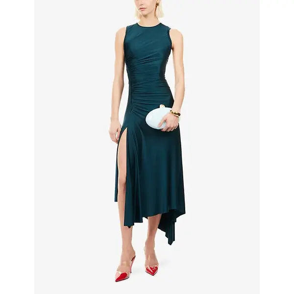 Victoria Beckham Women's Dark Teal Sleeveless Twist Detail Dress | 6