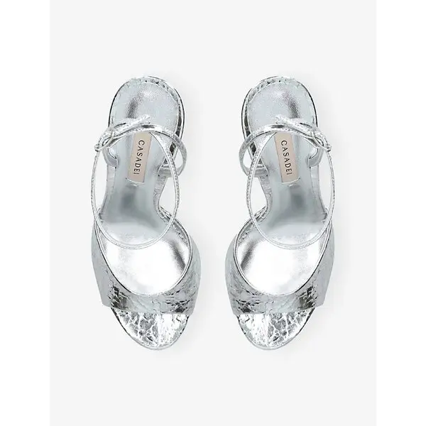 Casadei Blade 100 Metallic-leather Heeled Sandals - Silver