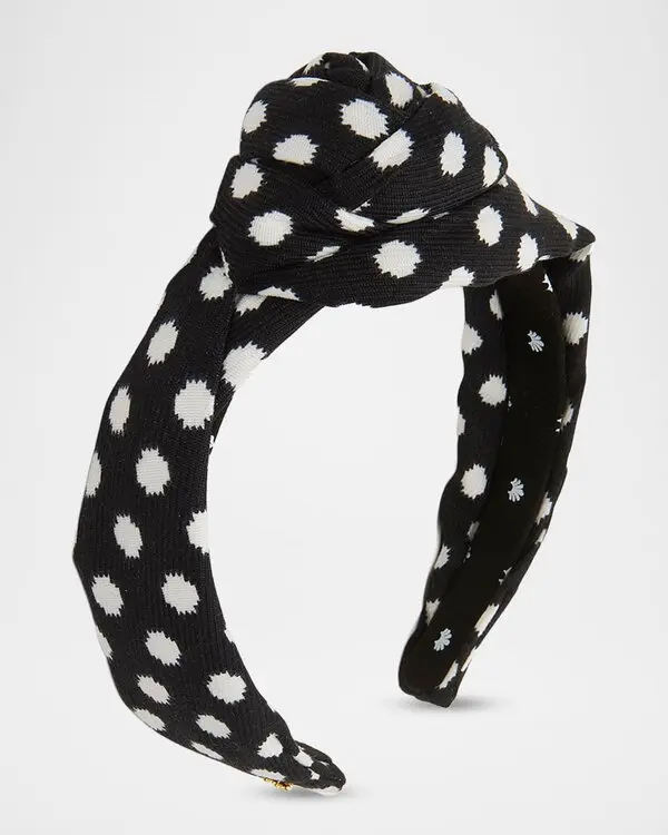 Lele Sadoughi Rosette Polka Dot Headband - Jet