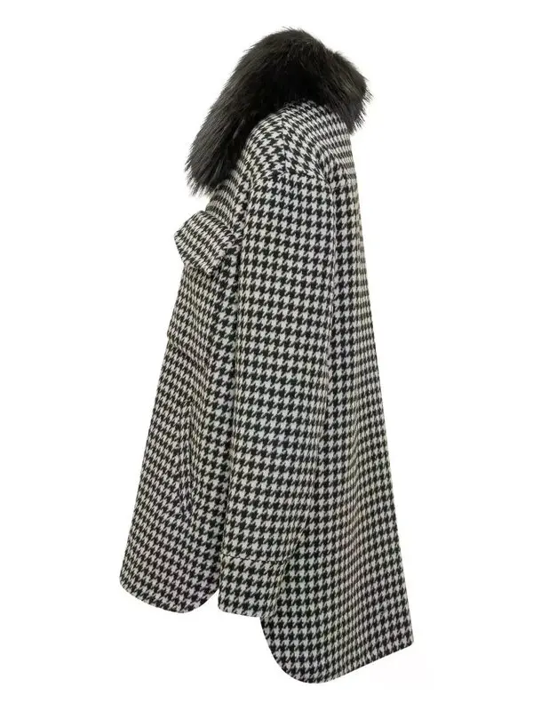 AVA ADORE Houndstooth Coat With Fur Collar
