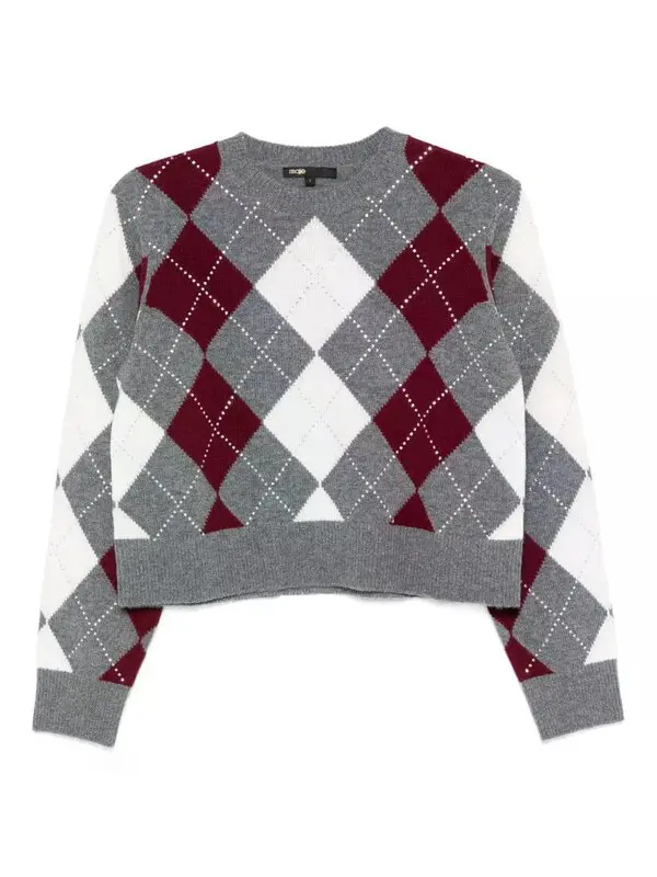 Maje Argyle-print Sweater - Grey
