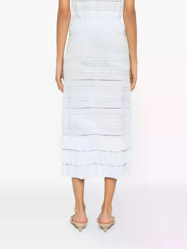 Maje Ruffled Midi Skirt - Blue