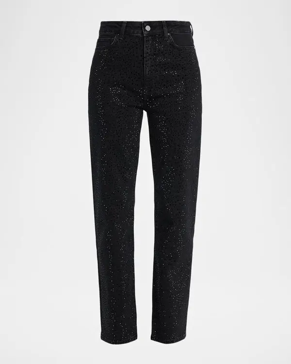 Paige Stevie Embellished Straight Ankle Jeans - Interstell
