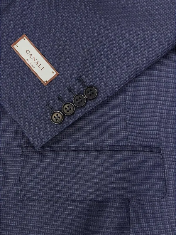 Canali Puppytooth Wool Suit Jacket - Blue