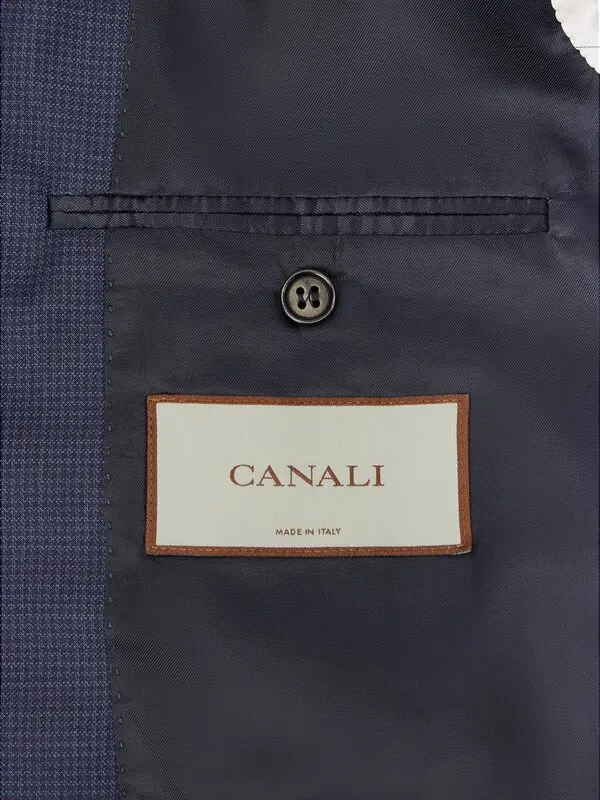 Canali Puppytooth Wool Suit Jacket - Blue