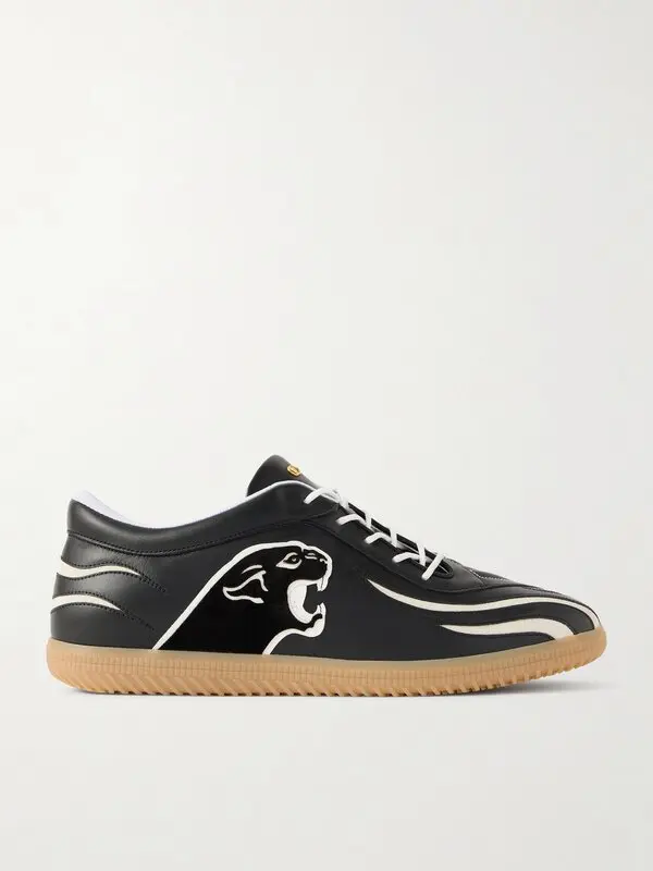 Valentino Garavani Kicky Leather Sneakers With Velvet And Suede Trim - Black