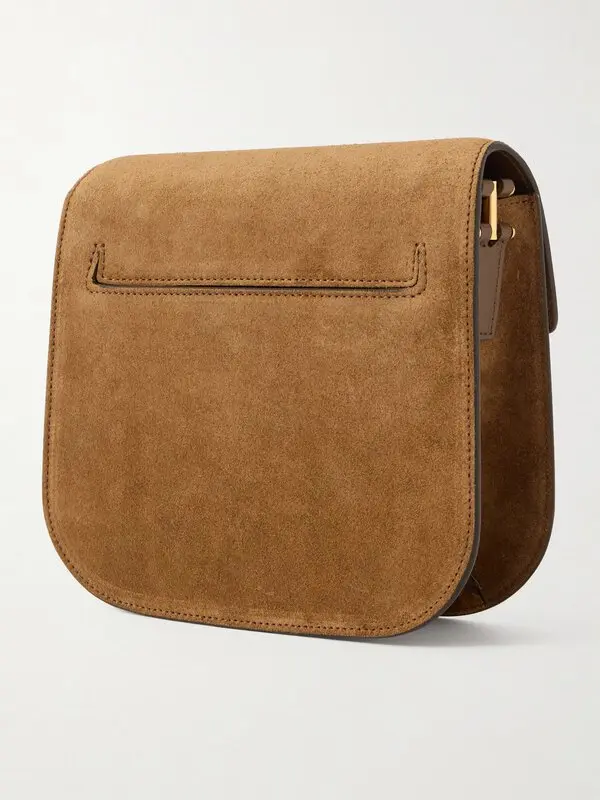 TOM FORD Mini Leather-trimmed Suede Shoulder Bag - Brown