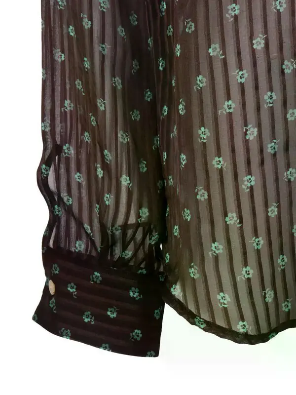MAZZARELLI Striped Floral Shirt - Brown