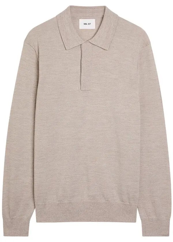 Nn07 Emerson Melange Wool Polo Shirt - Ecru