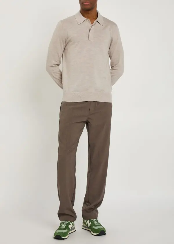 Nn07 Emerson Melange Wool Polo Shirt - Ecru